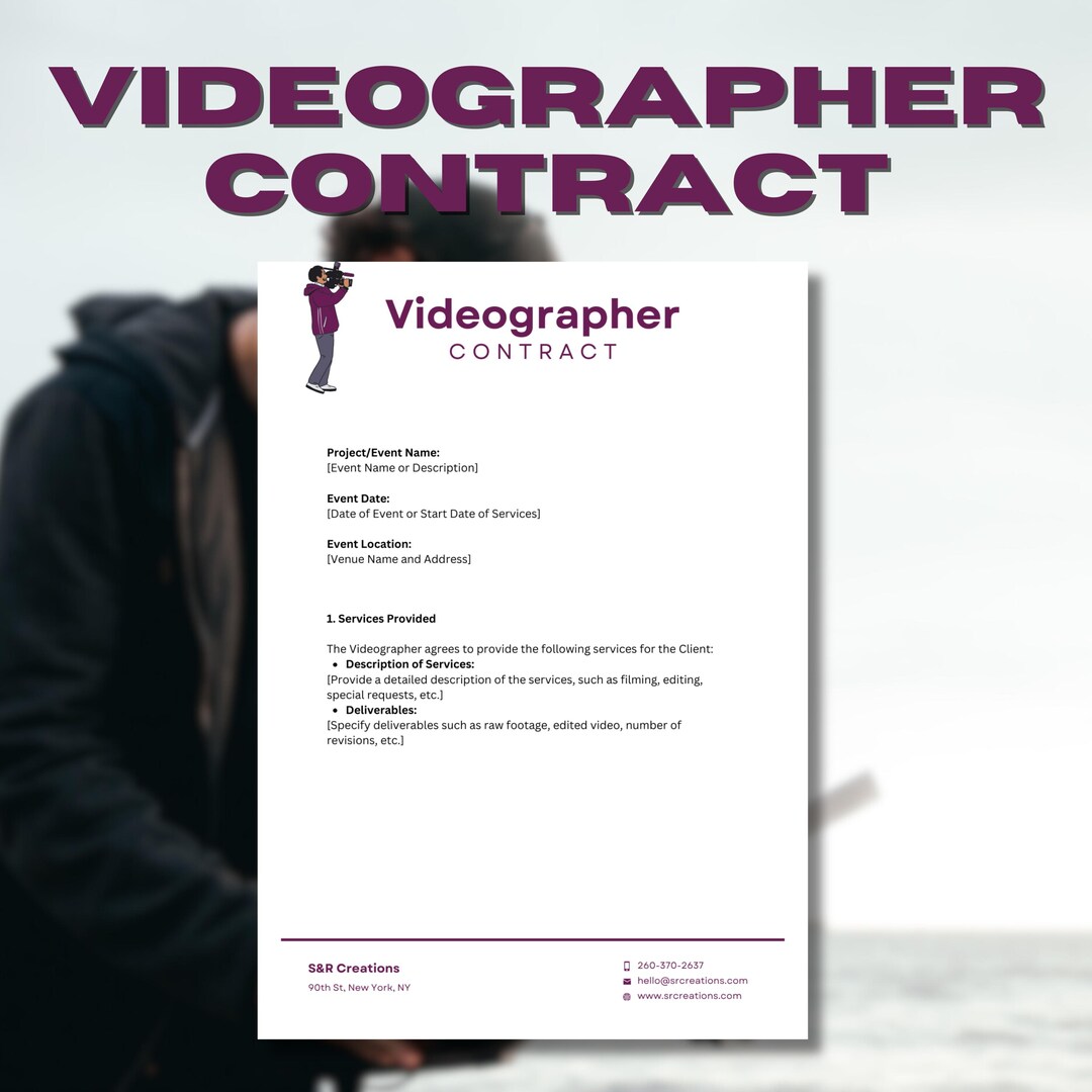 Customizable Videography Contract Template, Wedding Videographer ...