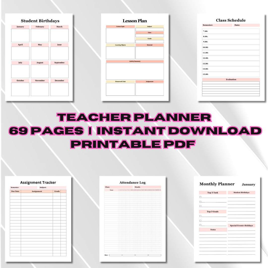Digital Teacher Planner, Lesson Organizer, Academic Journal (printable ...