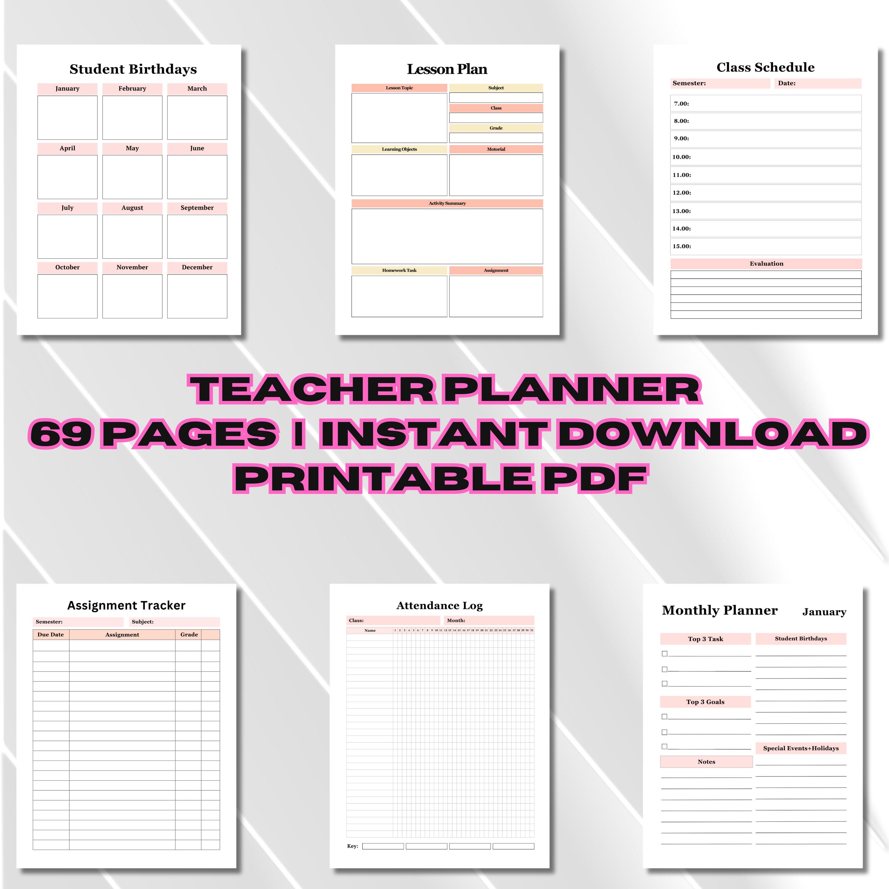 Digital Teacher Planner, Lesson Organizer, Academic Journal (printable ...