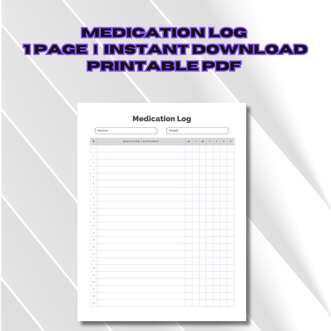 Printable Medication Log, Digital Medication Tracker, Medication ...