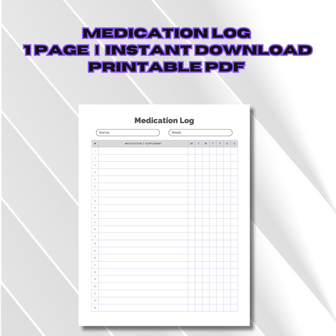 Printable Medication Log, Digital Medication Tracker, Medication ...