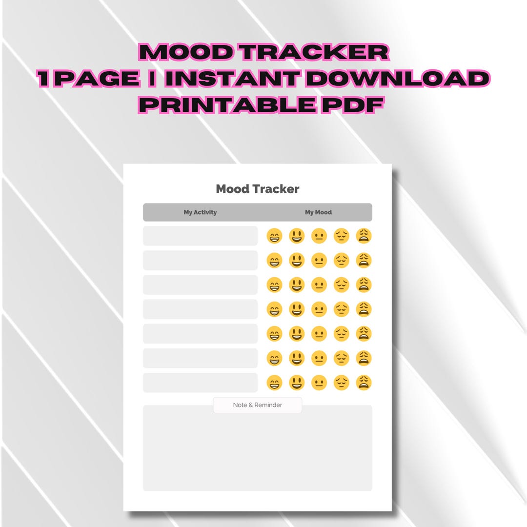 Printable Mood Tracker, Daily Emotion Log, Digital Emoji Chart ...
