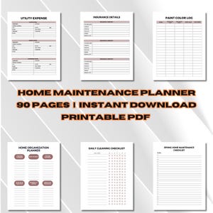 Home Maintenance & Improvement Planner, Digital Home Maintenance ...