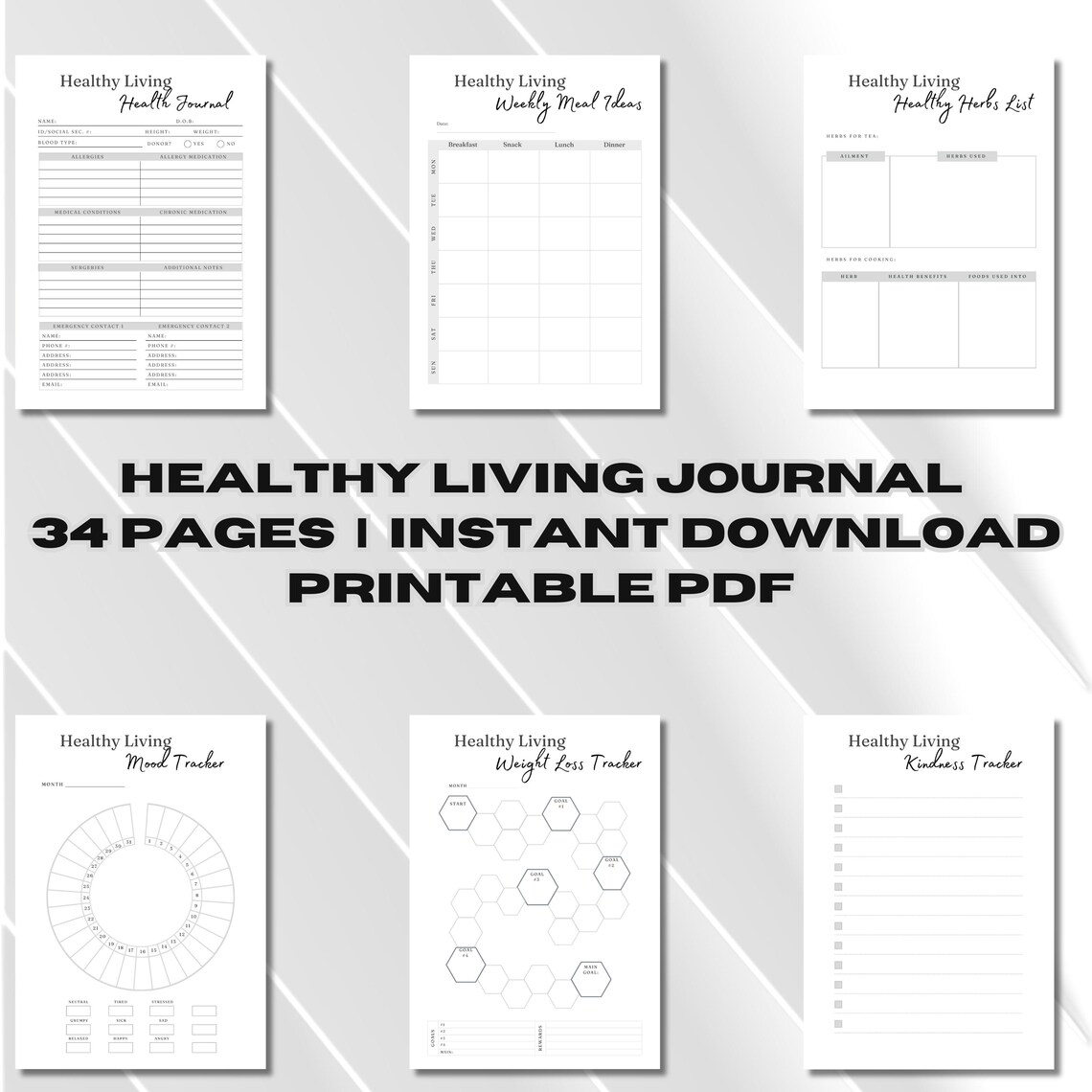 Healthy Living Journal, Printable Healthy Living Planner, Digital ...