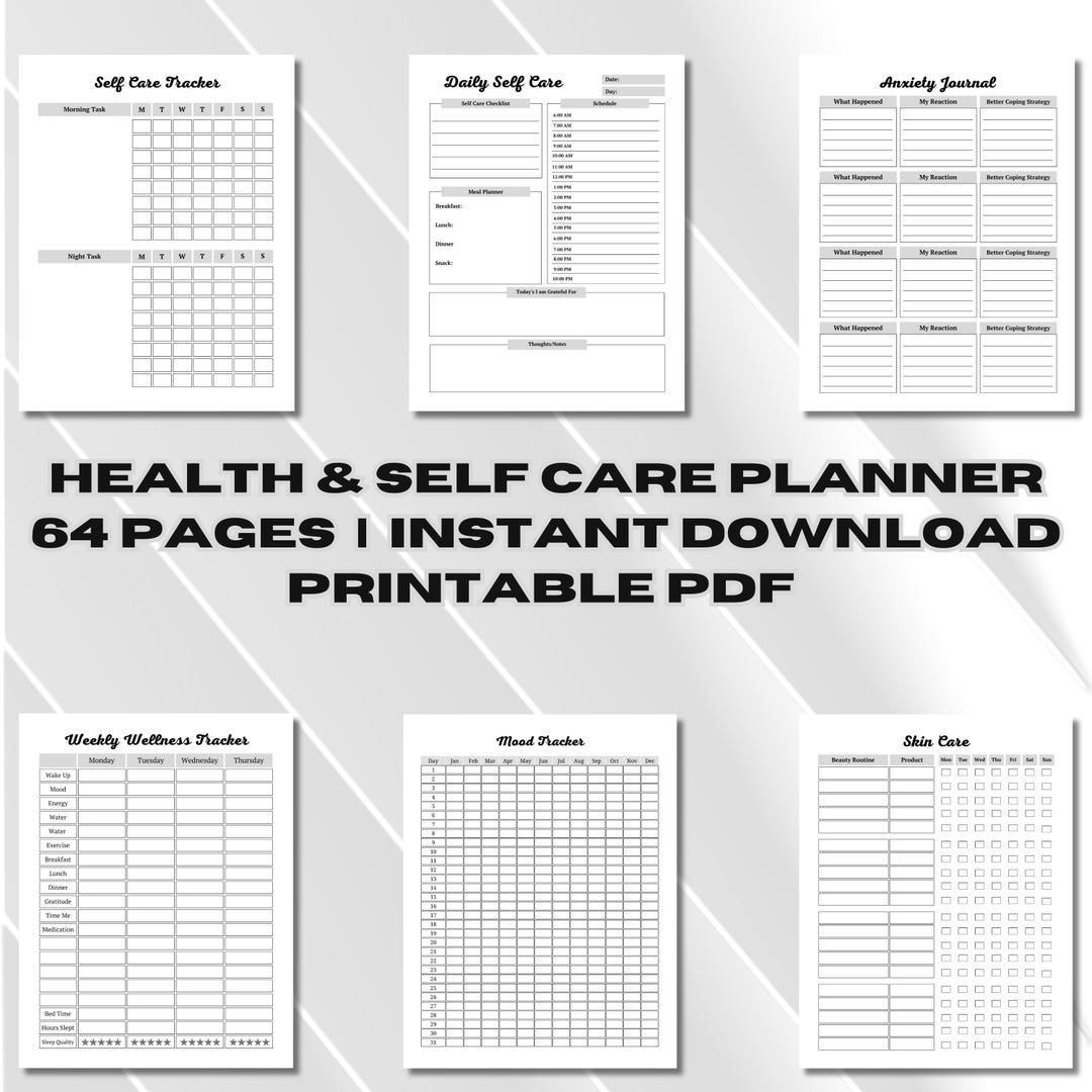 Health & Self Care Planner, Printable Planner, Daily Journal, Mental ...