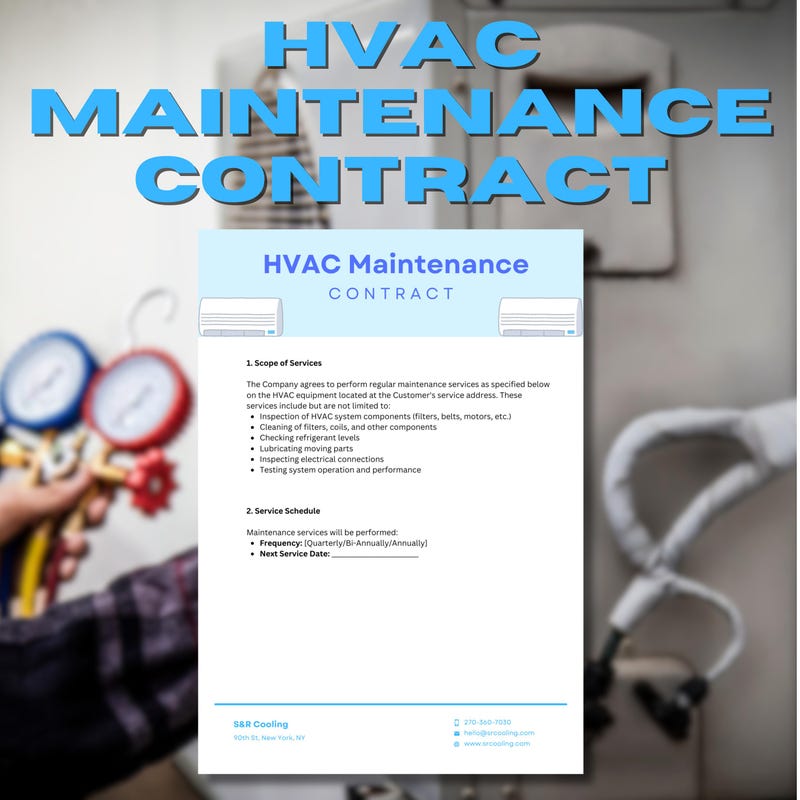 Hvac Maintenance Contract - Etsy
