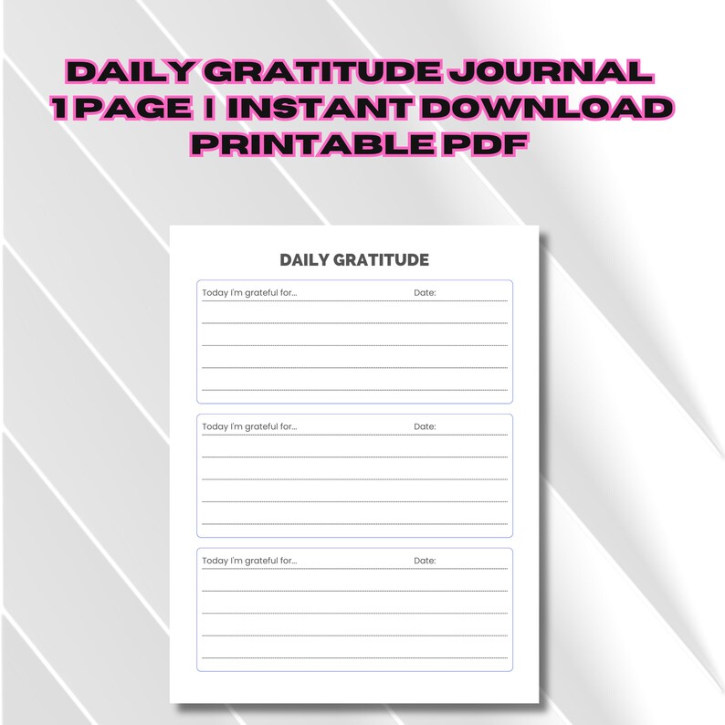 Daily Gratitude Journal, Printable Gratitude Journal, 5-minute iPad ...