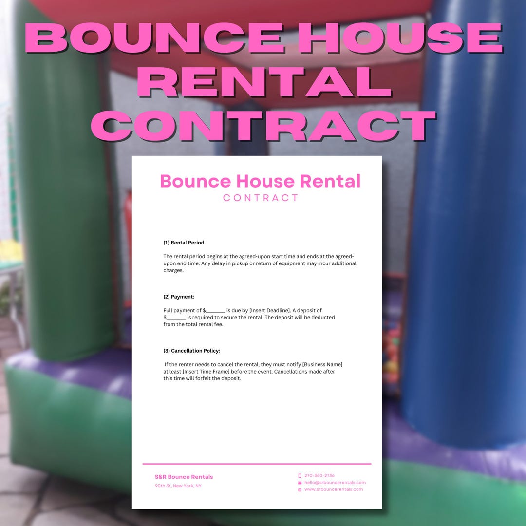 Bounce Castle Rental Contract, Soft Play Gear Rental Contract Template ...