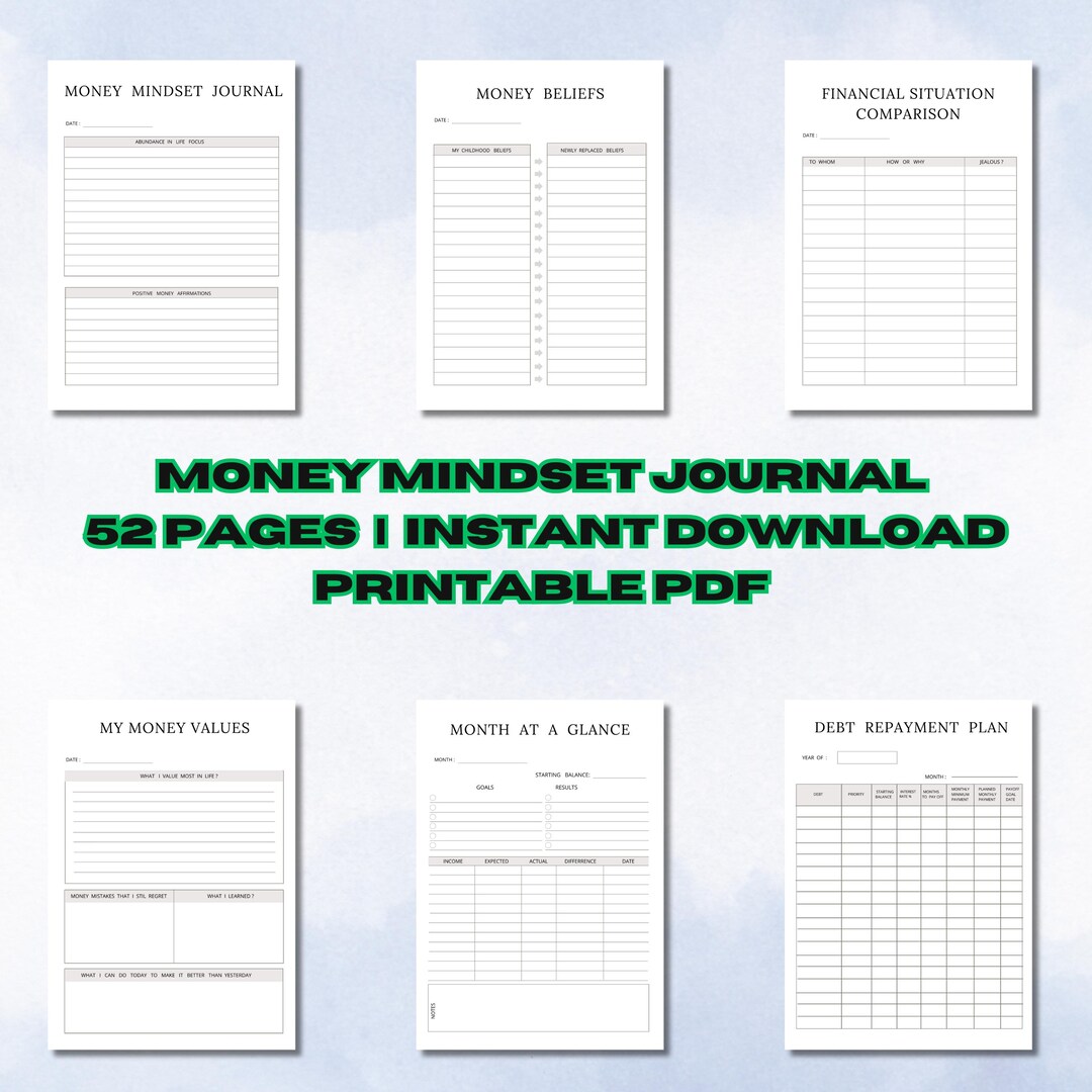 Money Mindset Journal, Financial Planner, Budget Tracker (printable PDF ...