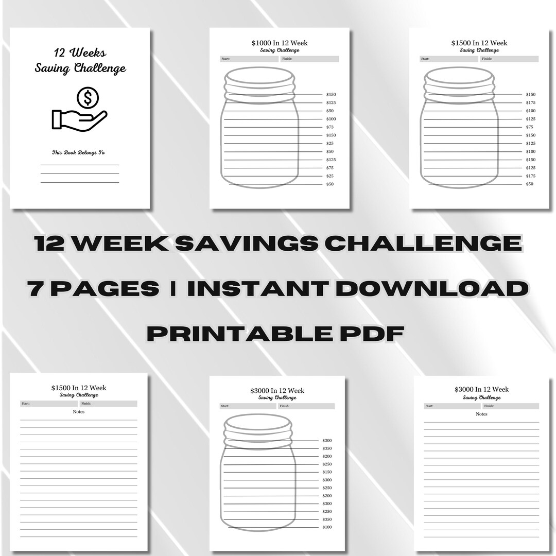 12 Week Savings Challenge Tracker, Printable Savings Challenge, Digital ...