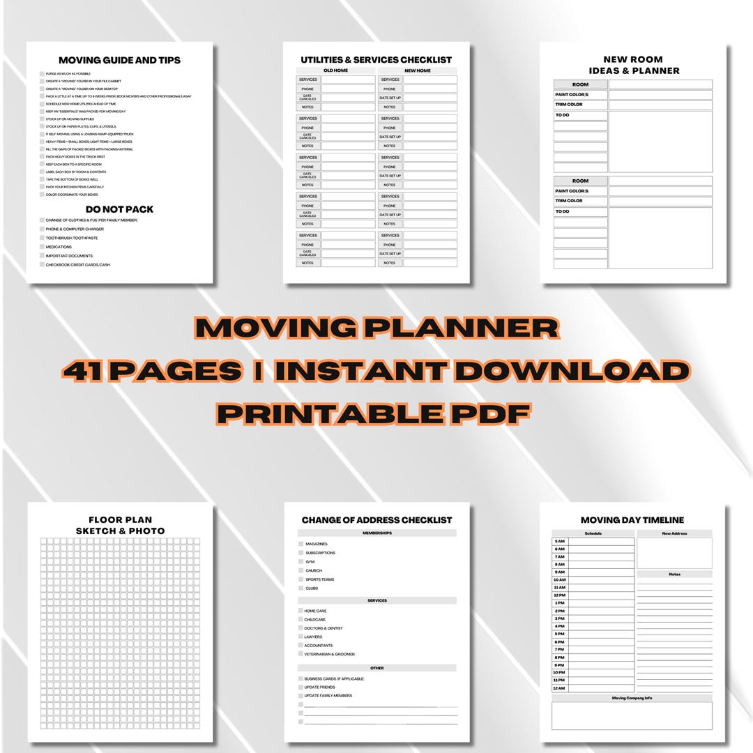 Printable Moving Planner, Moving Organizer, Relocation Binder, Moving ...