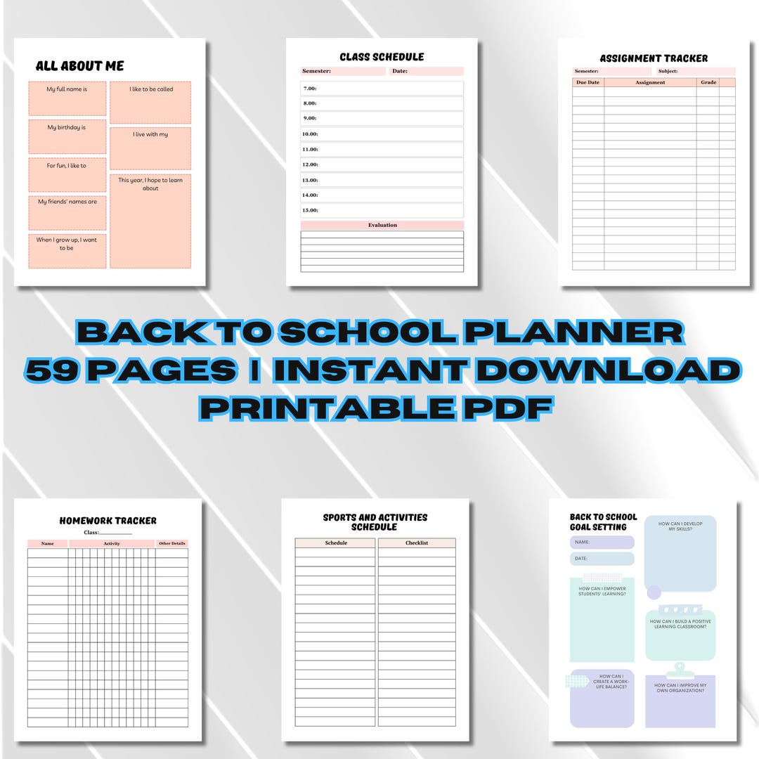 Printable Back to School Planner, Academic Journal for Students, Study ...
