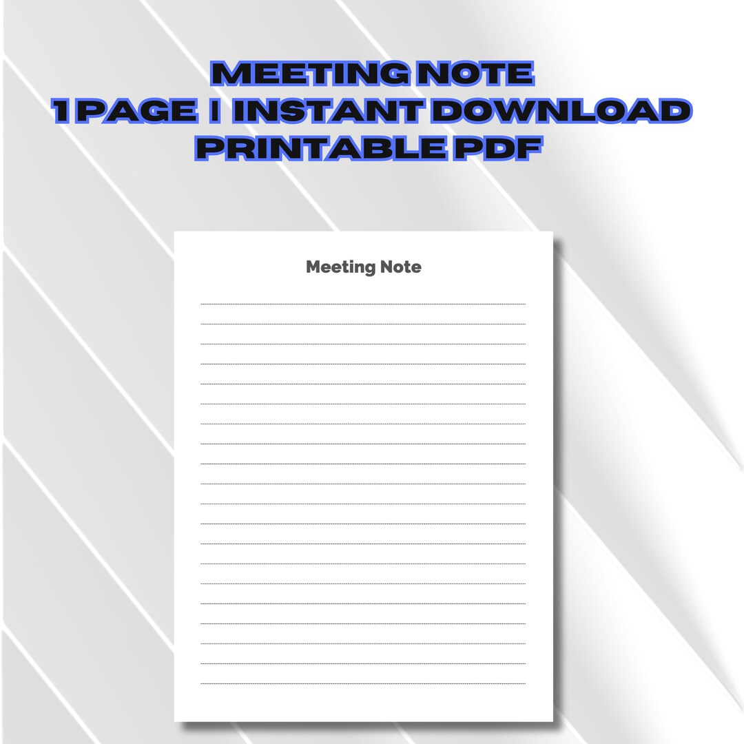 Meeting Note Page, Printable Meeting Notes Template, Meeting Agenda ...