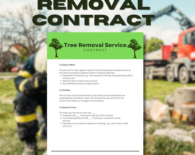 Tree Service Company Agreement, Arborist Service Contract, Estimate ...