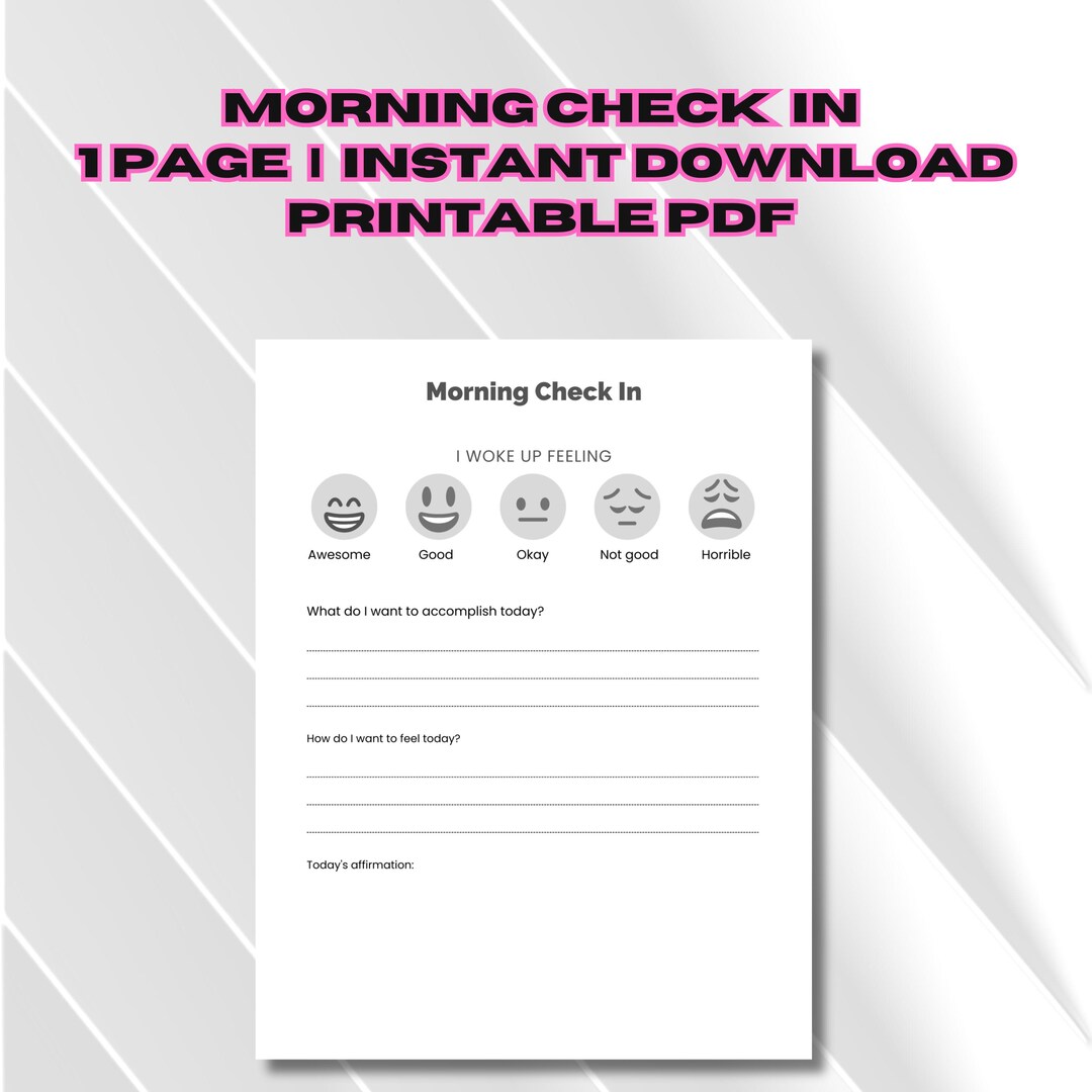 Printable Morning Check-in, Gratitude Tracker (PDF) - Etsy
