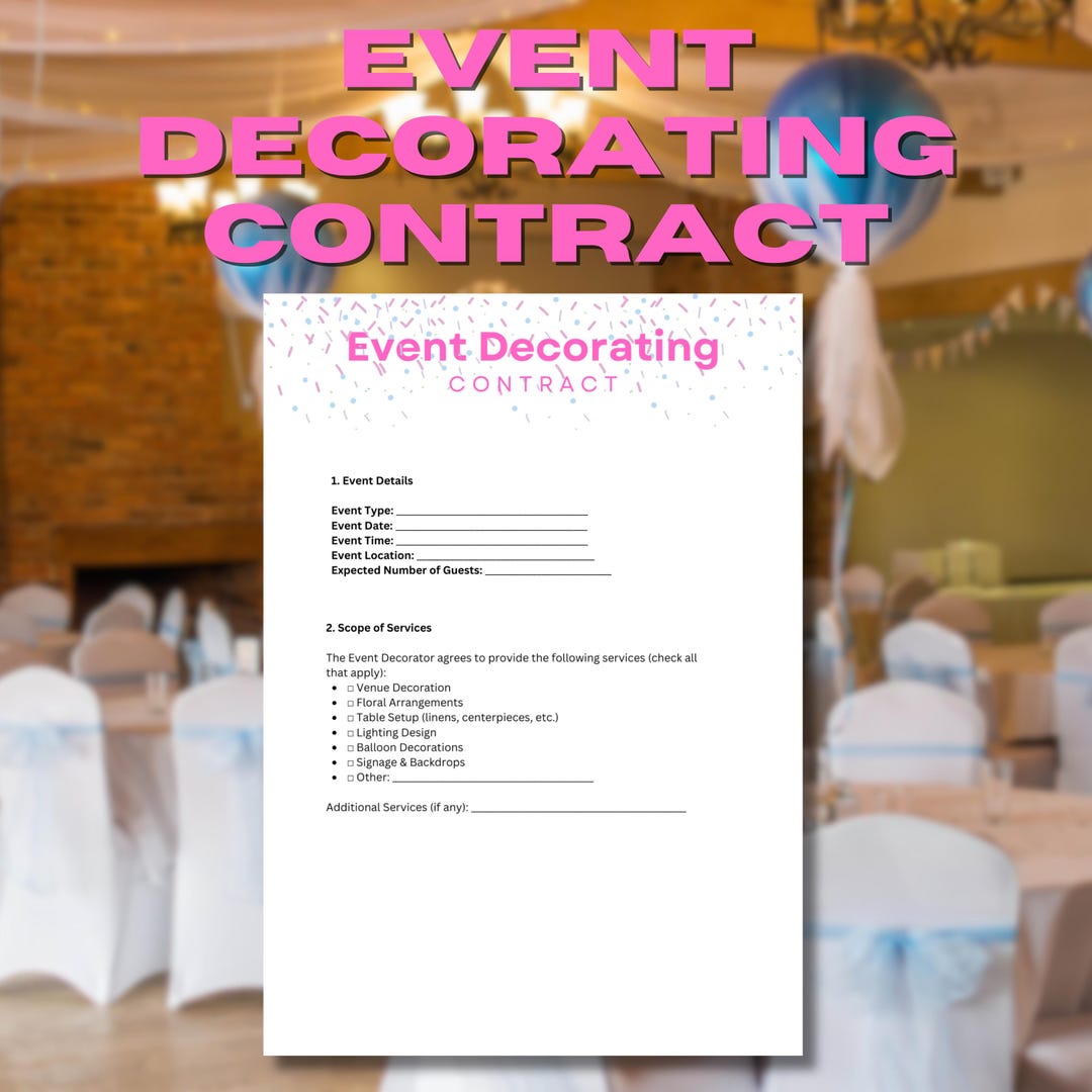 Event Decoration Service Agreement, Professional Event Design Services ...