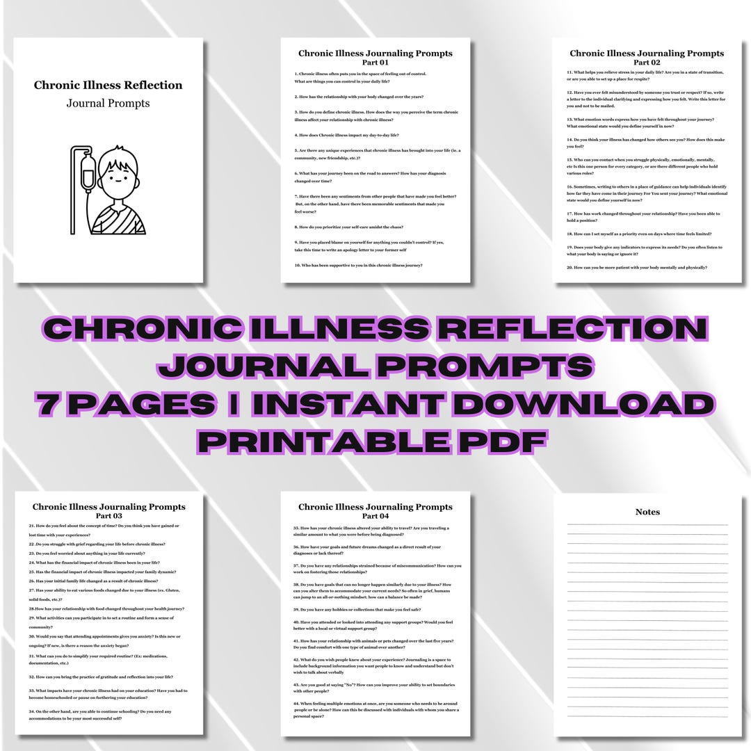 Printable Chronic Illness Reflection Journal Prompts, Digital Self ...