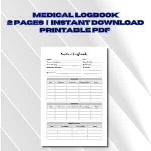 Medical Logbook, Printable Medical Planner, Healthcare Organizer ...