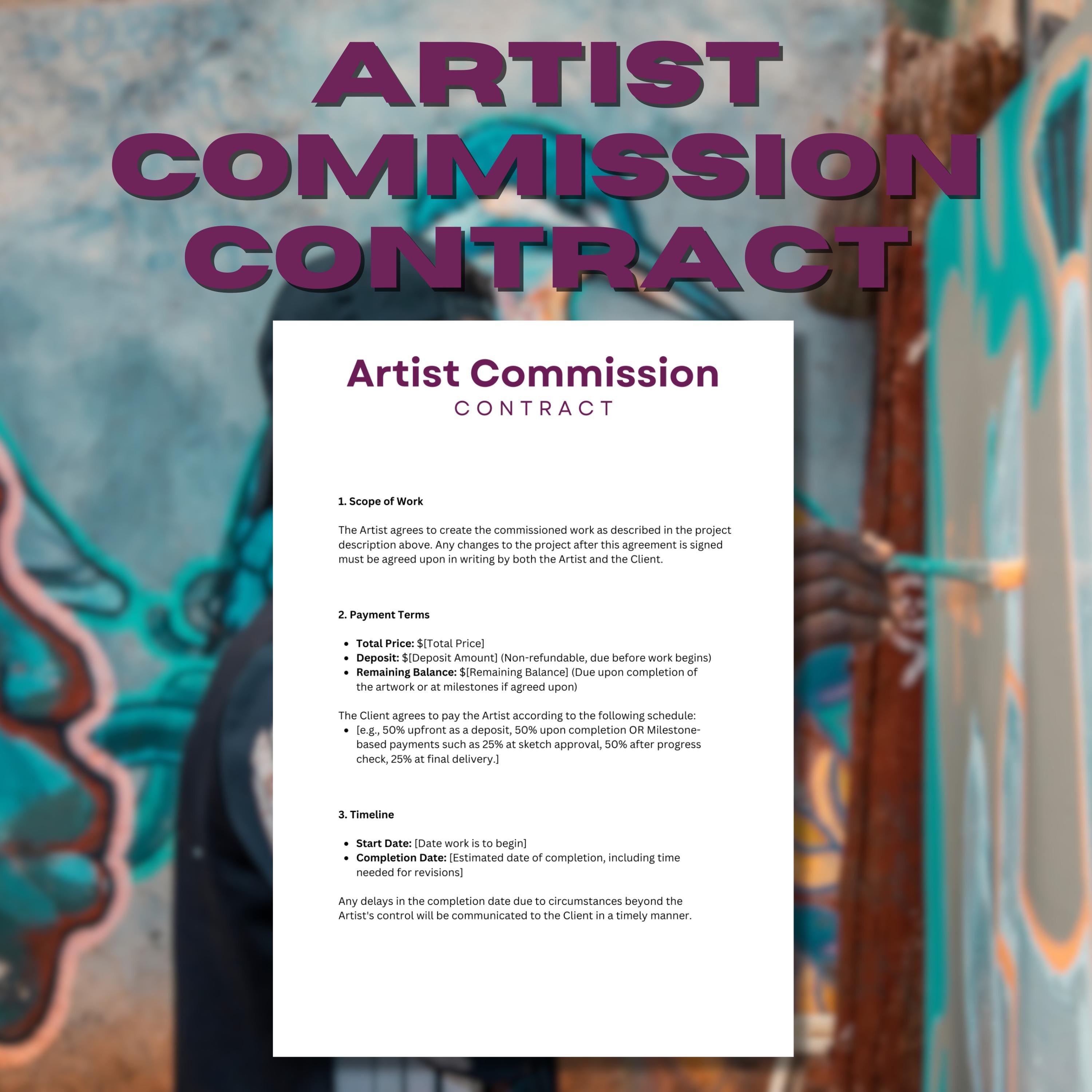 Customizable Artist Commission Agreement Template, Professional ...
