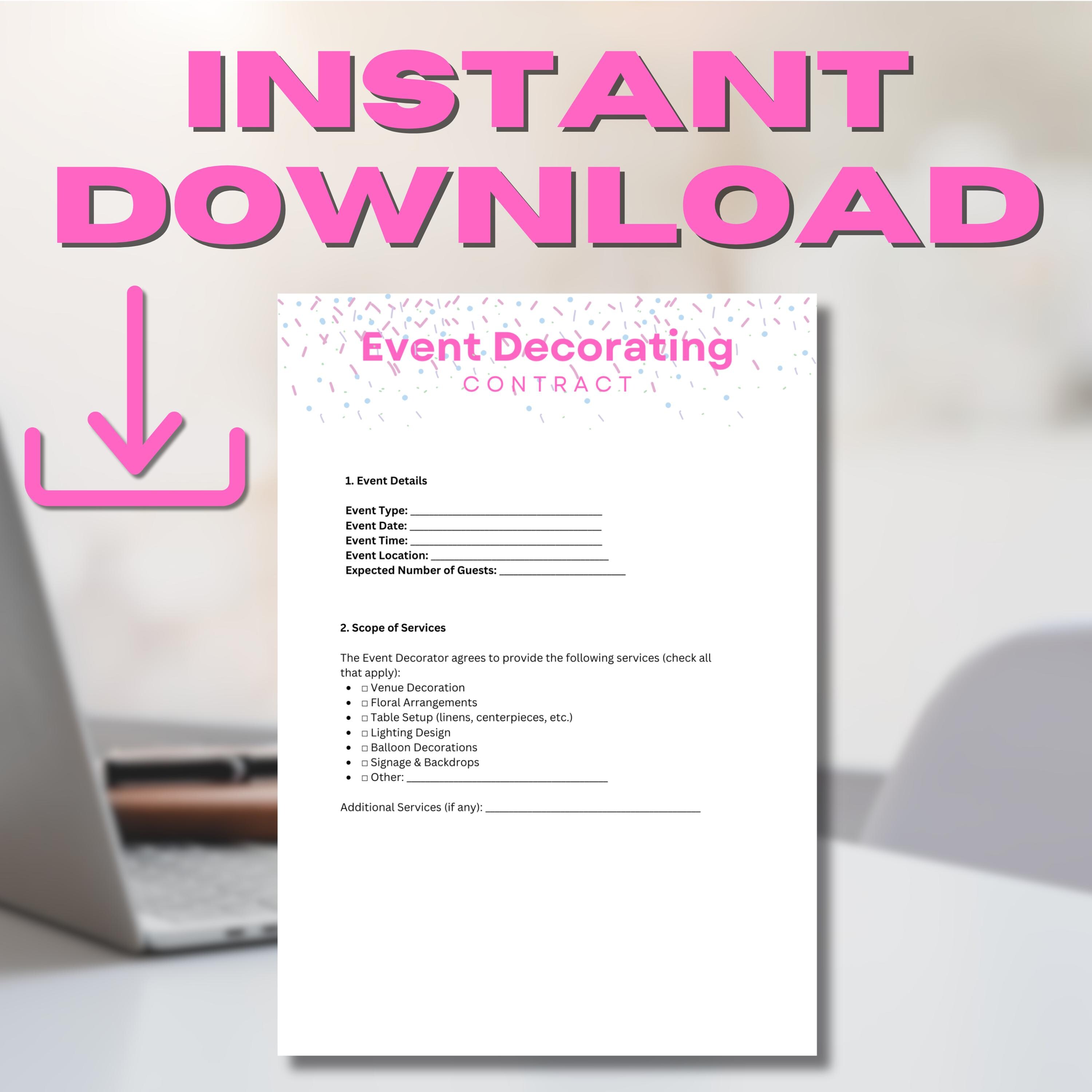 Event Decoration Service Contract Template, Customizable PDF - Etsy