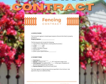 Simple Fencing Contract, Fencing Contract Template, Fencing and Gates ...