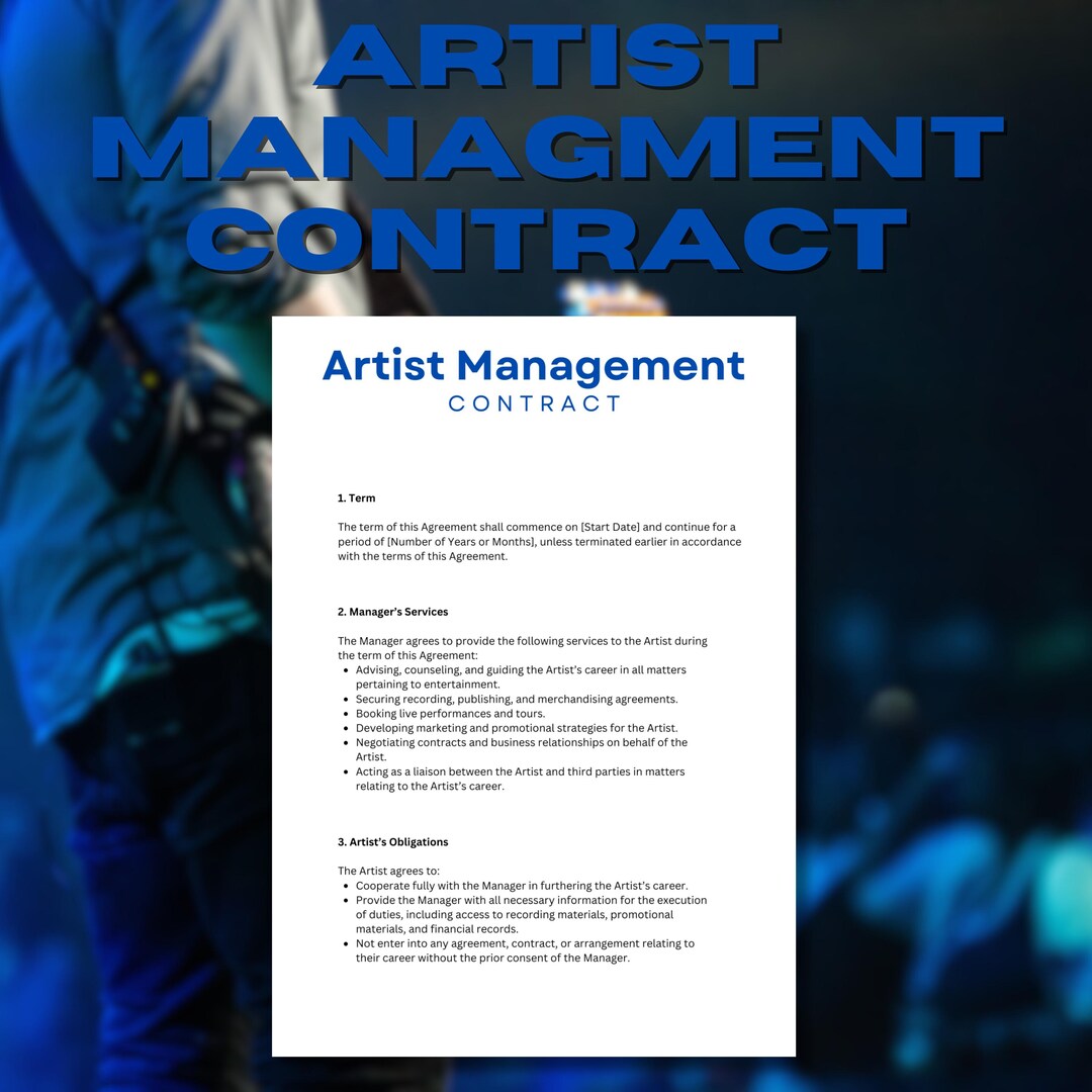 Professional Music Industry Contract, Editable Artist Management ...