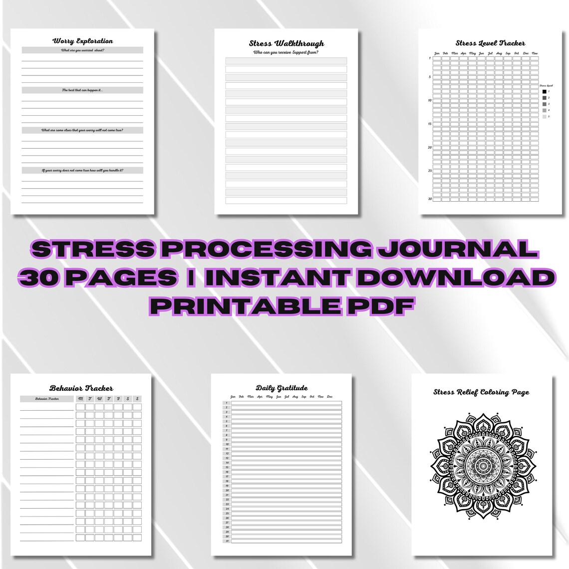Printable Stress Processing Journal, Mental Health Support, Emotion ...