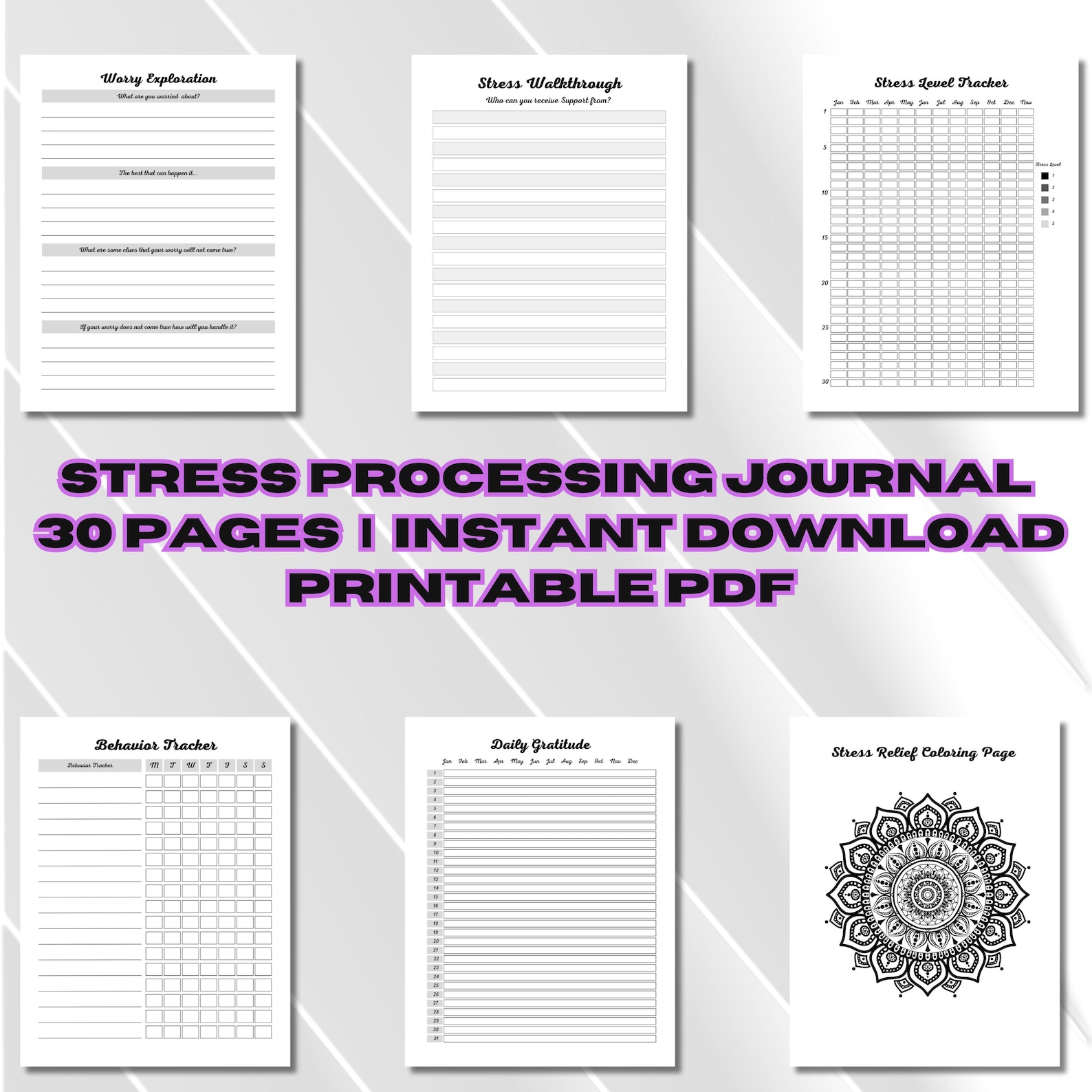 Printable Stress Processing Journal, Mental Health Support, Emotion ...