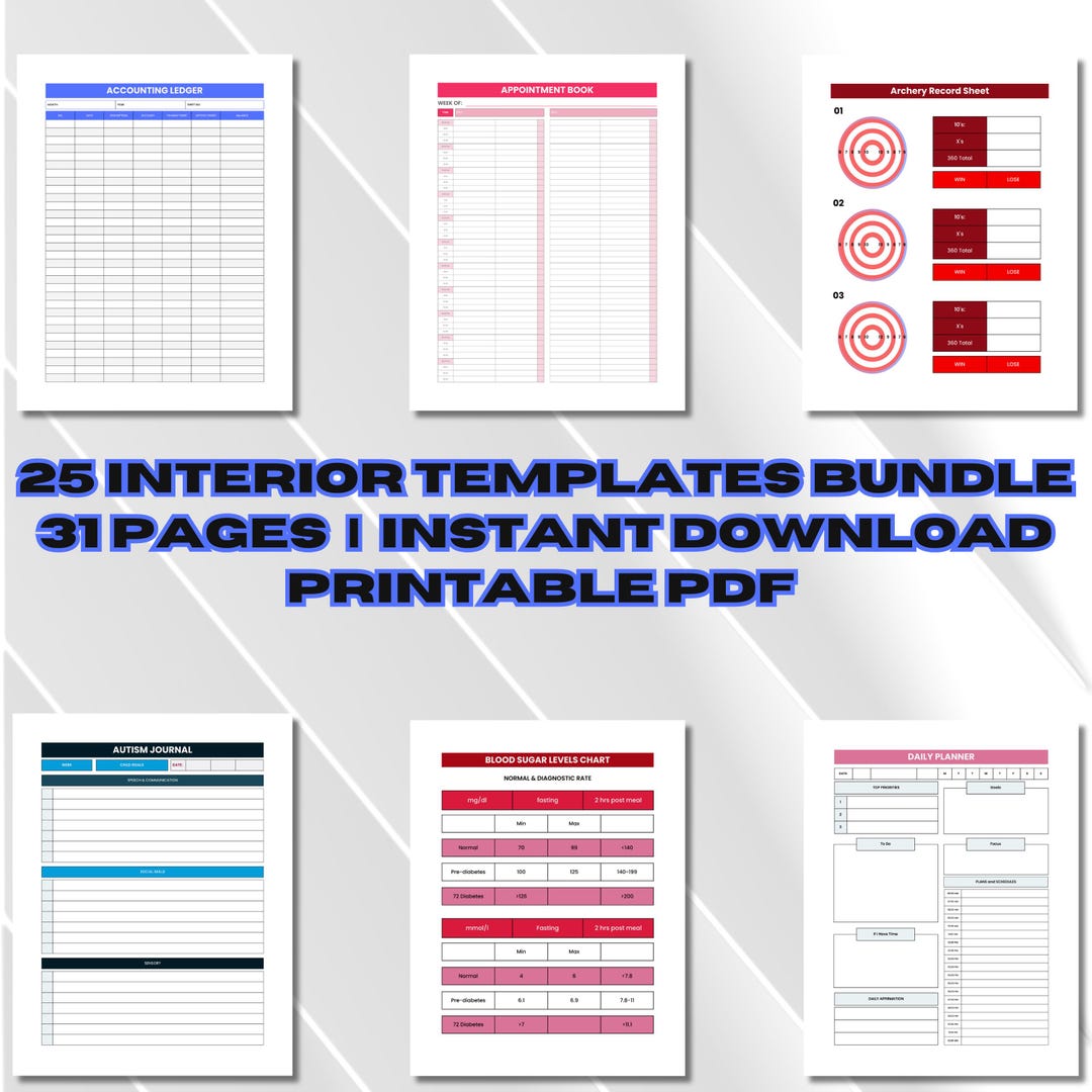 25 Interior Templates Bundles, Daily Life Planners, Printable Trackers ...