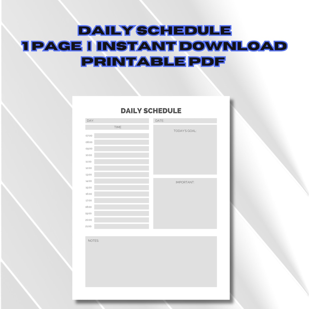 Printable Daily Schedule, Undated Hourly Daily Planner, To-do List ...