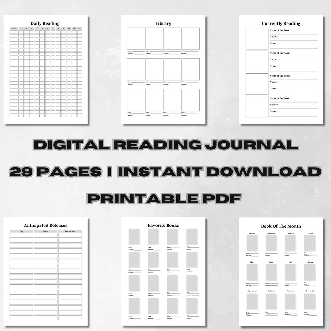 Digital Reading Journal, Book Planner Bundle, Printable Book Tracker ...