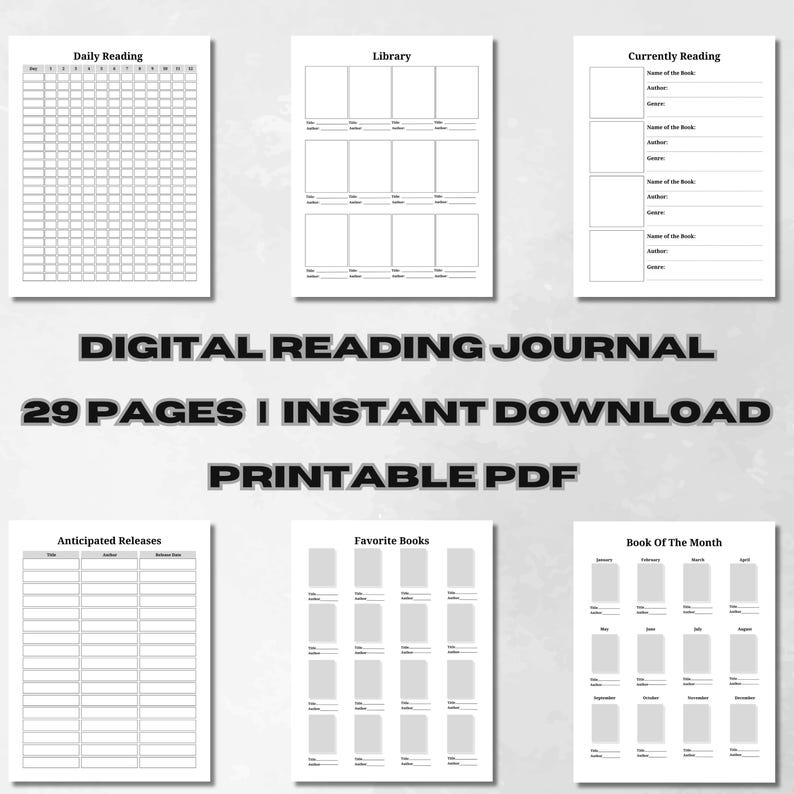 Digital Reading Journal, Book Tracker, and Review (printable PDF) - Etsy
