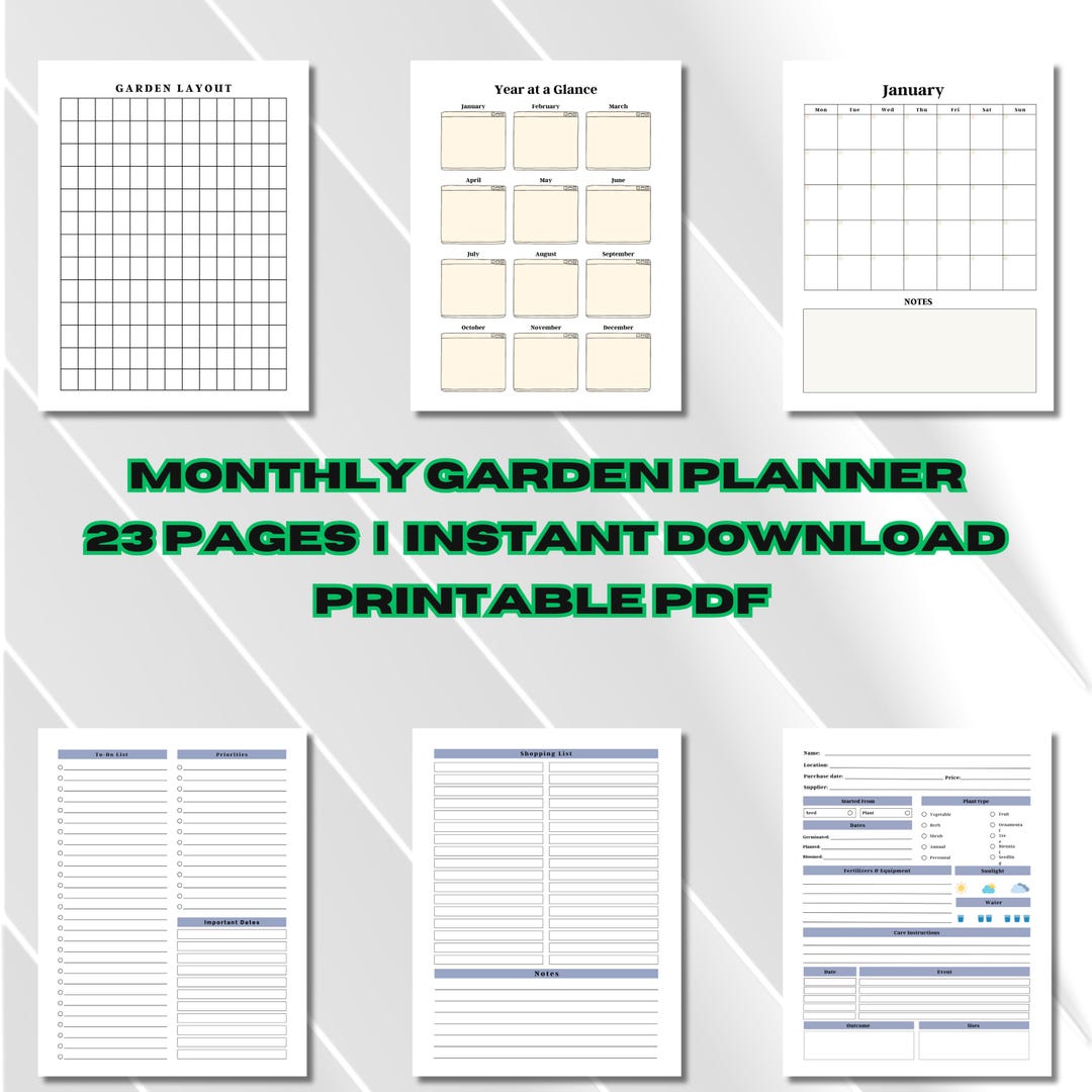 Monthly Garden Planner, Digital Garden Journal, Printable Indoor Plant ...
