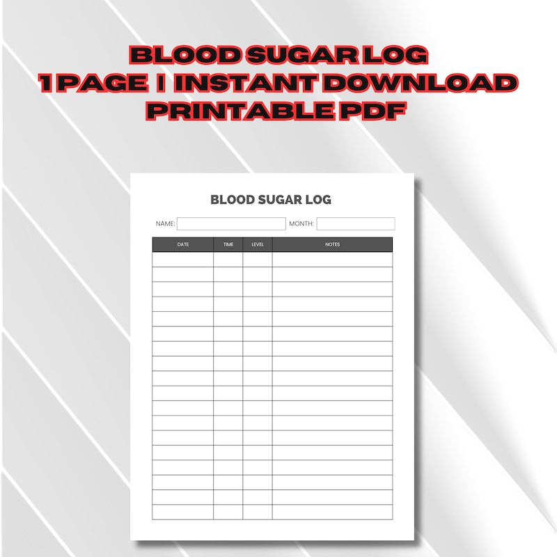 Chart for Sugar Level - Etsy