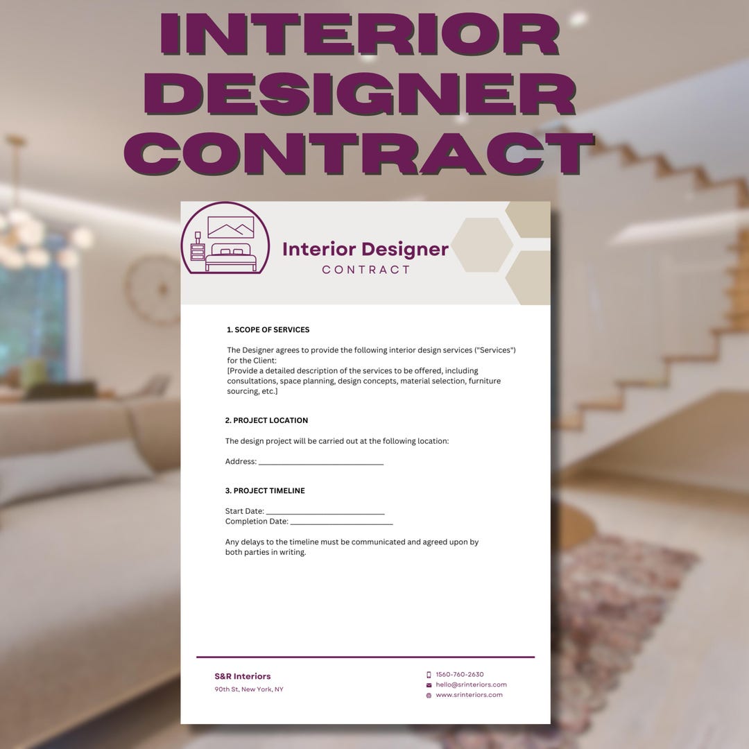 Interior Designer Services Contract, Interior Design Agreement Template ...