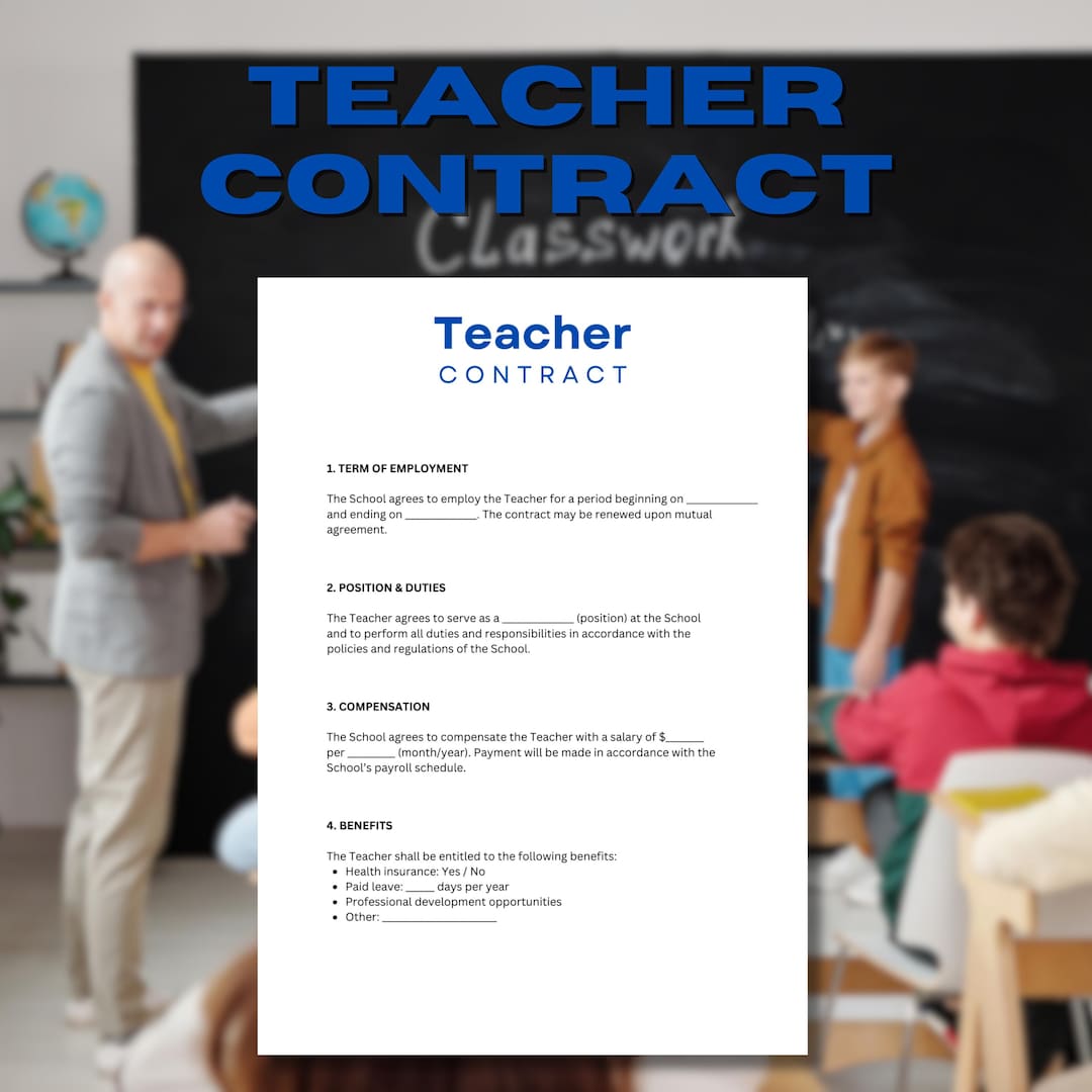 Editable Teacher Contract Template, Comprehensive Employment Agreement ...