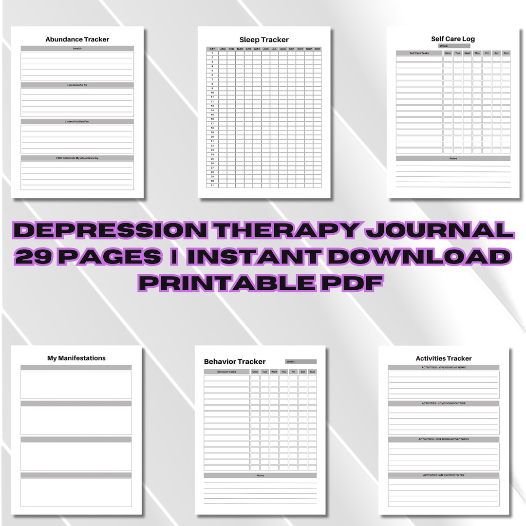 Depression Therapy Journal, Mental Health Workbook, Printable Anxiety ...