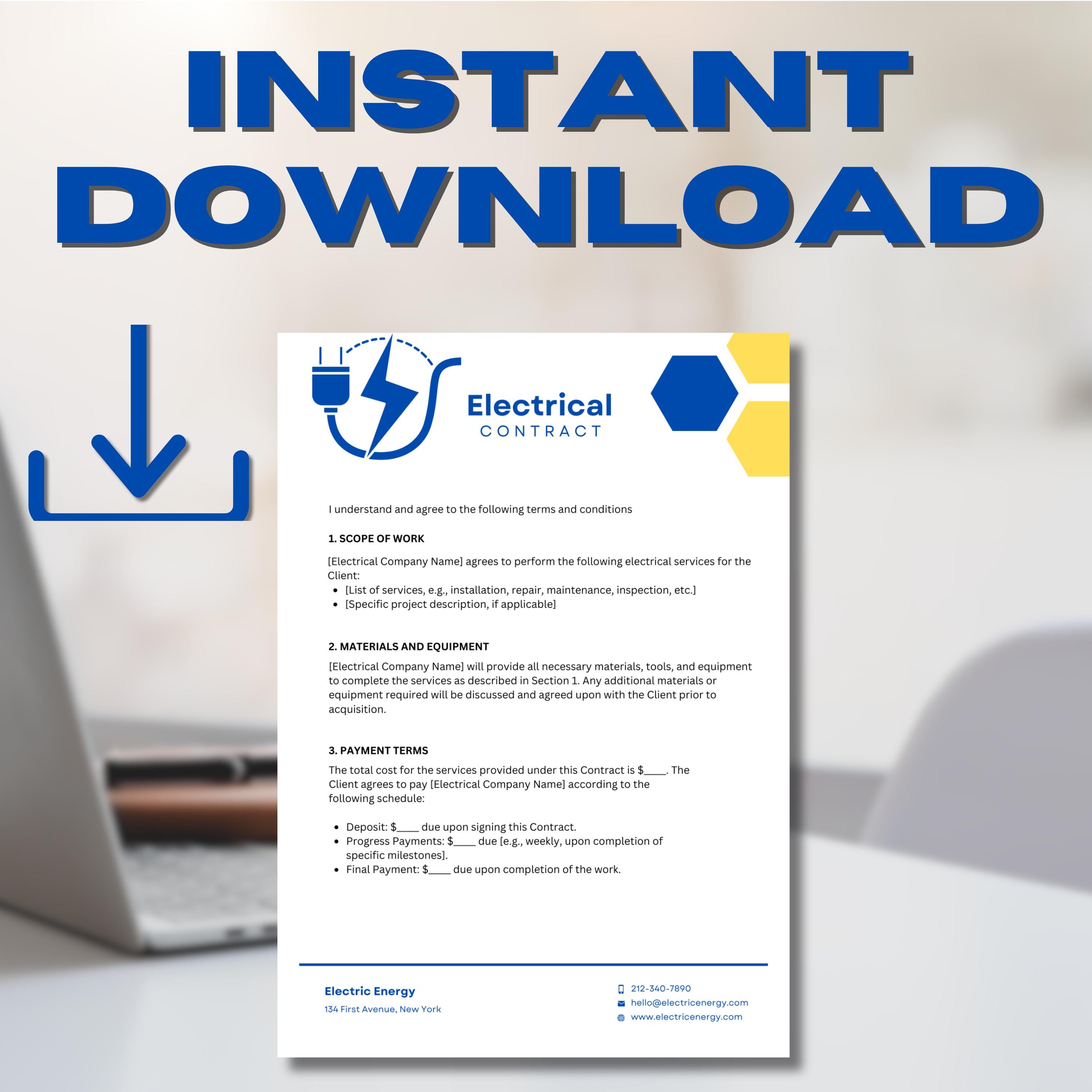 Electrical Contract, Estimate Template, Electrician Services Agreement ...