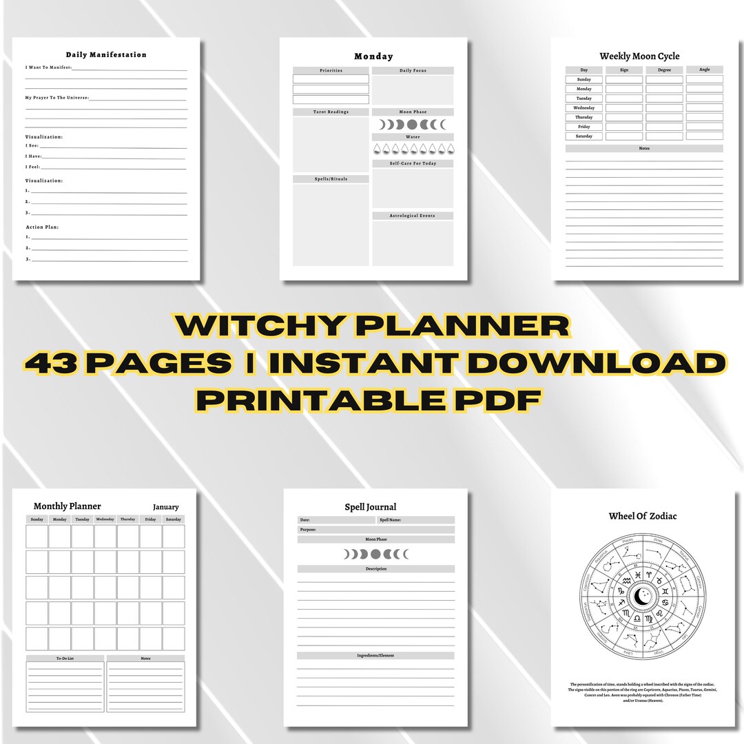 Digital Witchy Planner, Witch's Journal, Tarot Tracker, Printable ...