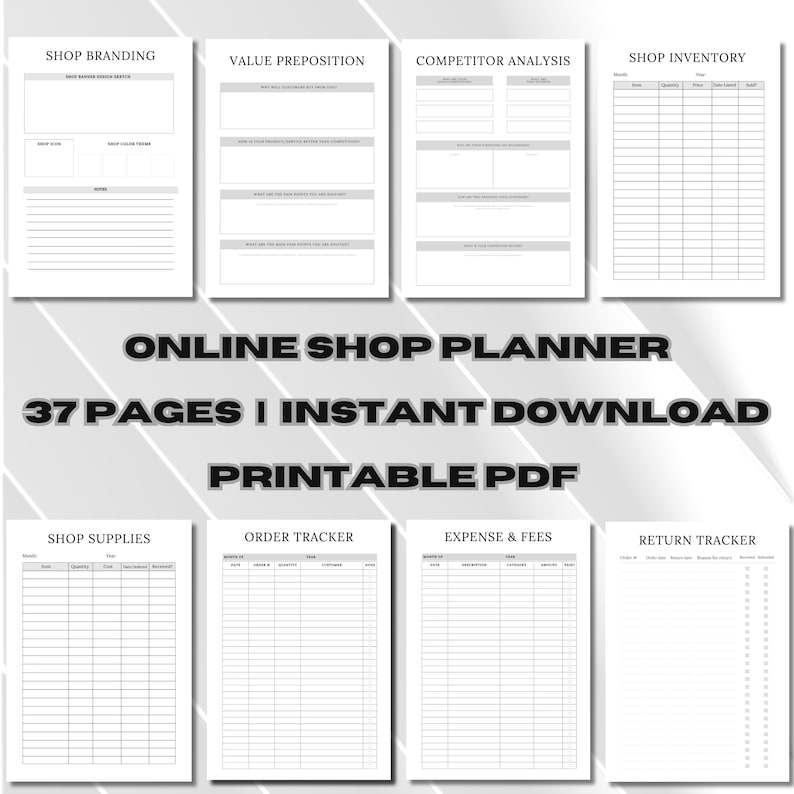 Printable Online Shop Planner, Online Business Plan Template, Online ...