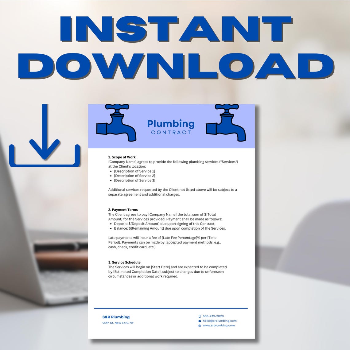 Professional Plumbing Services Contract, Editable Plumbing Agreement ...