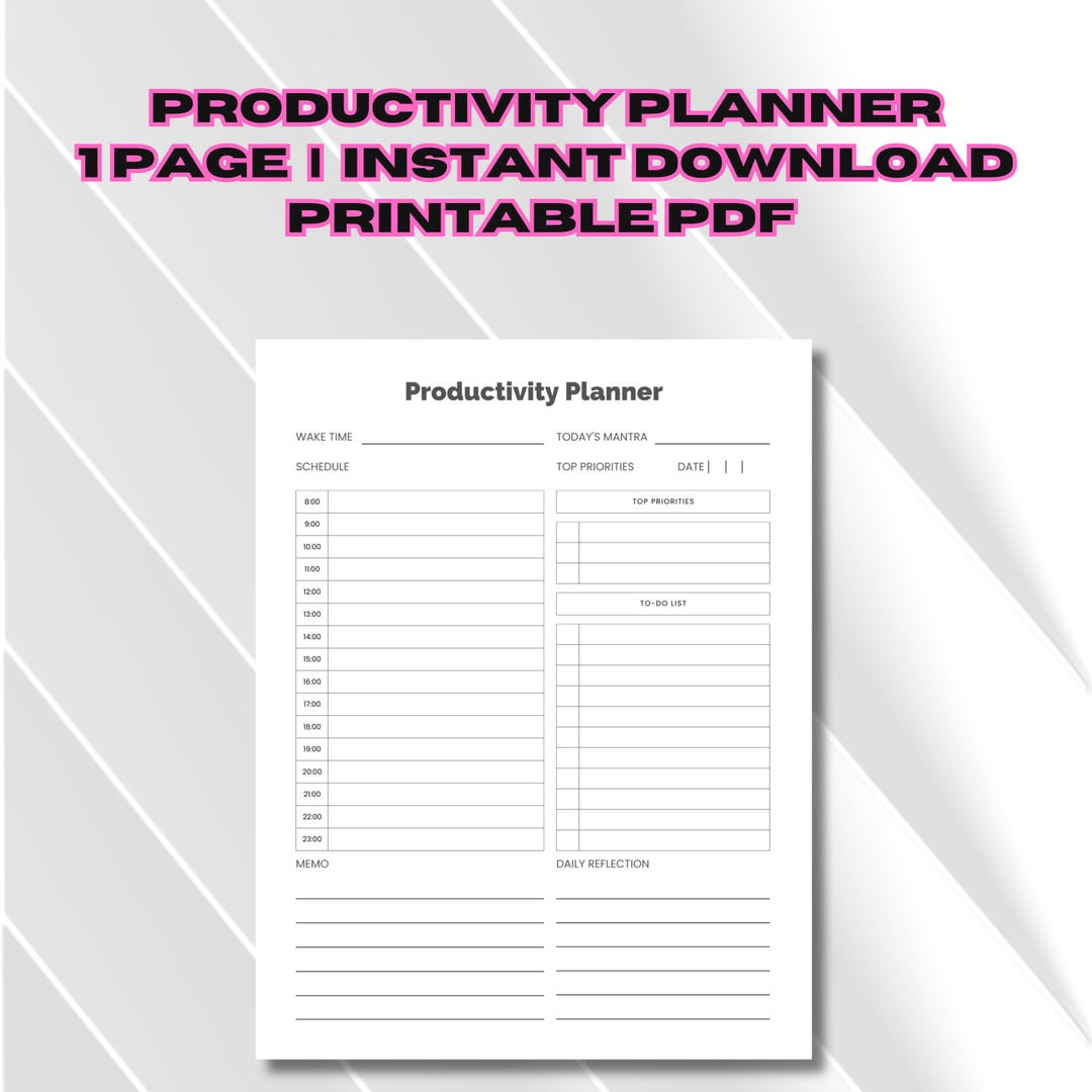 Printable Productivity Planner, Minimalist Undated Daily Planner ...