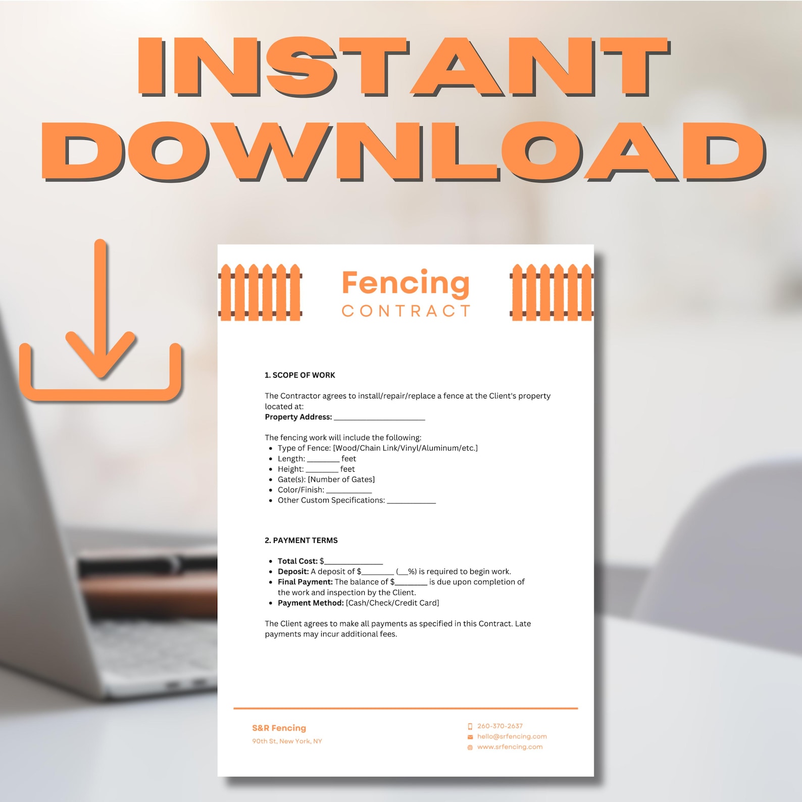 Fence Installation Contract Template, Fencing Service Agreement ...