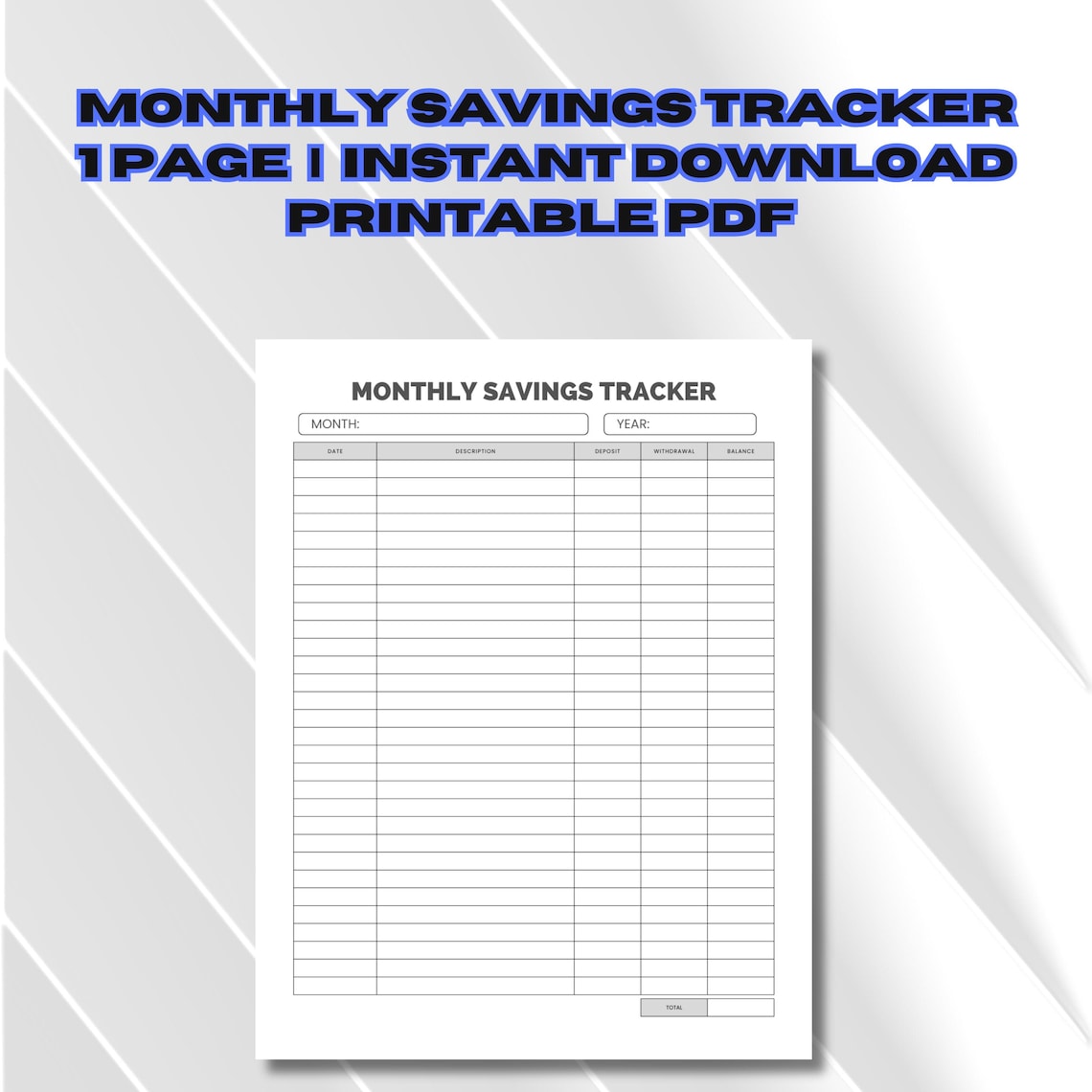 Monthly Savings Tracker, Printable Budget Template (PDF) - Etsy