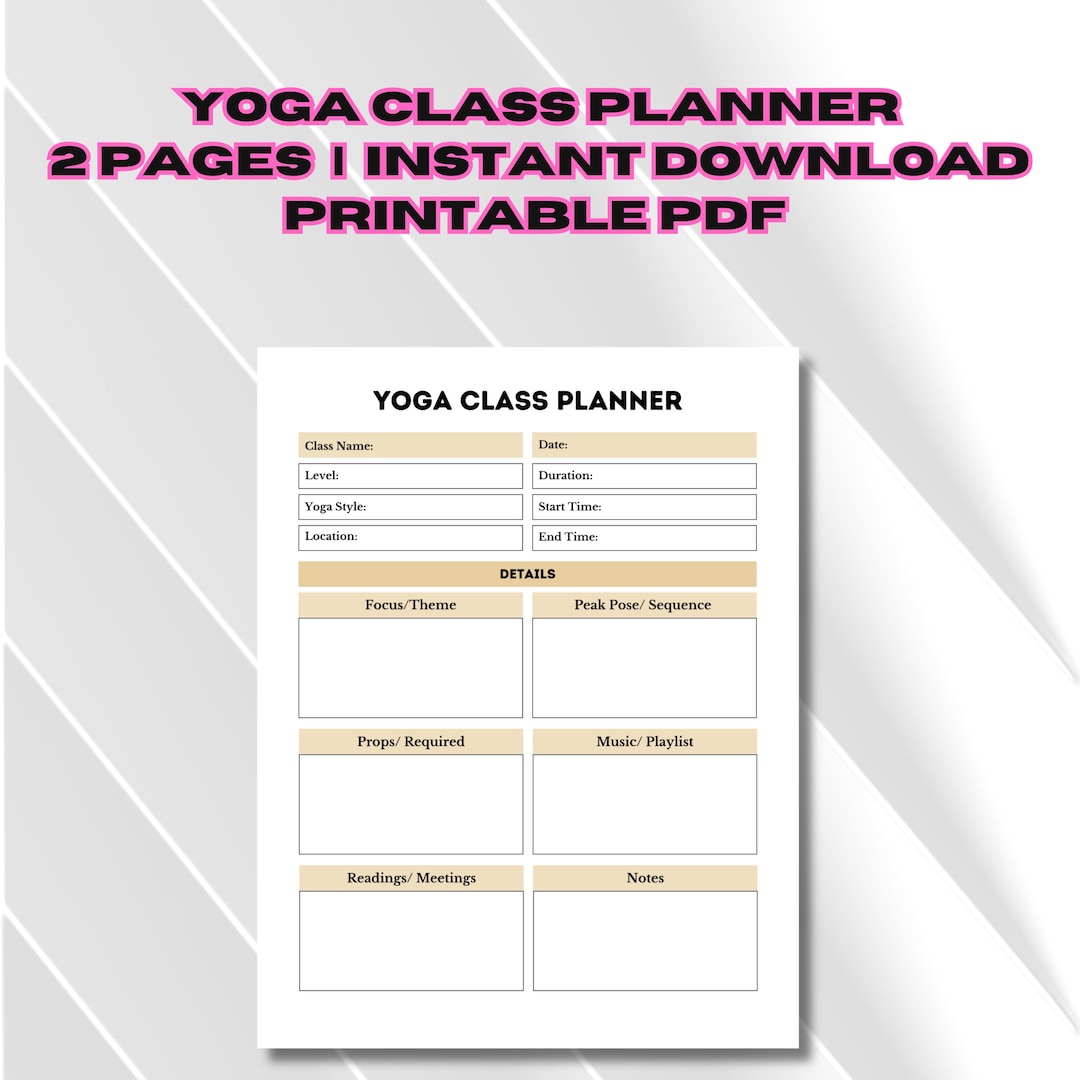 Yoga Class Planner, Printable Yoga Journal, Yoga Routine Tracker, Self ...