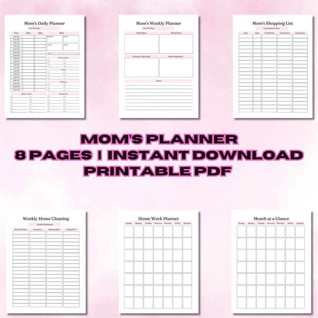 Printable Mom's Planner, Busy Mom Organizer, Digital Home Management ...