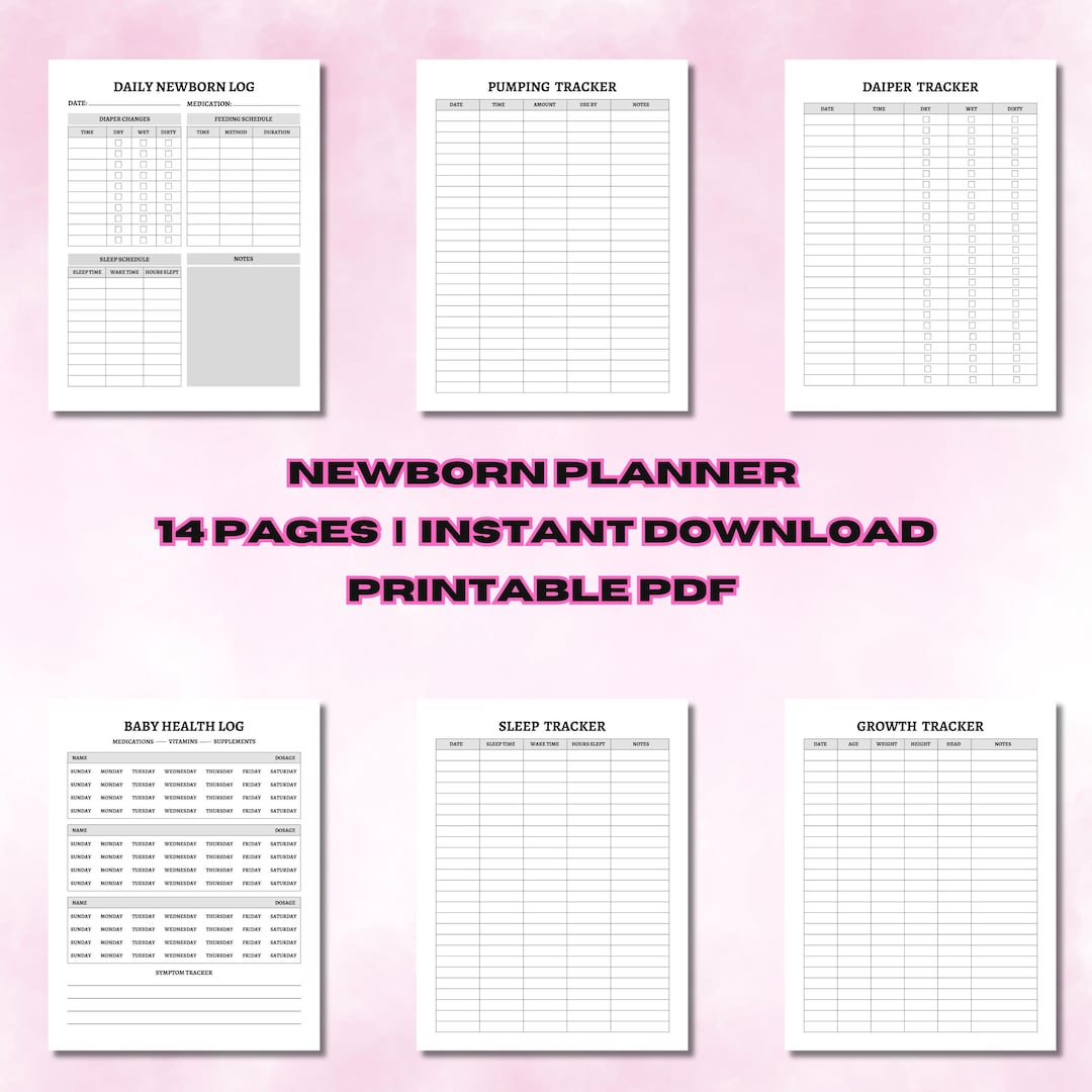 Newborn Planner, Digital Baby Daily Log, Feeding and Sleep Log ...