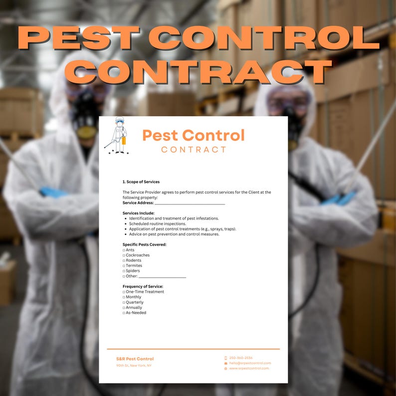 Editable Pest Control Agreement Template, Comprehensive & Detailed Pest ...