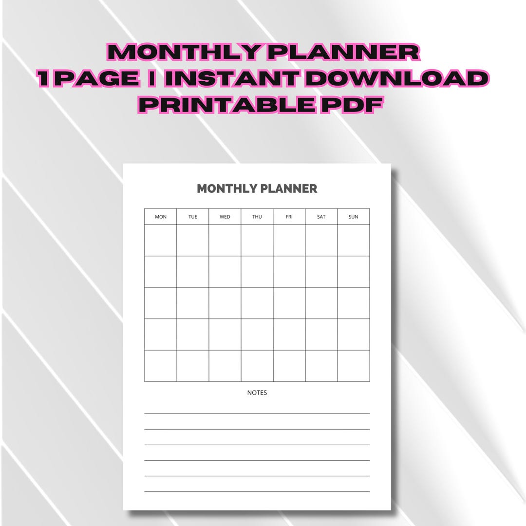 Printable Monthly Planner, Minimalist Undated Planner, Monday and ...