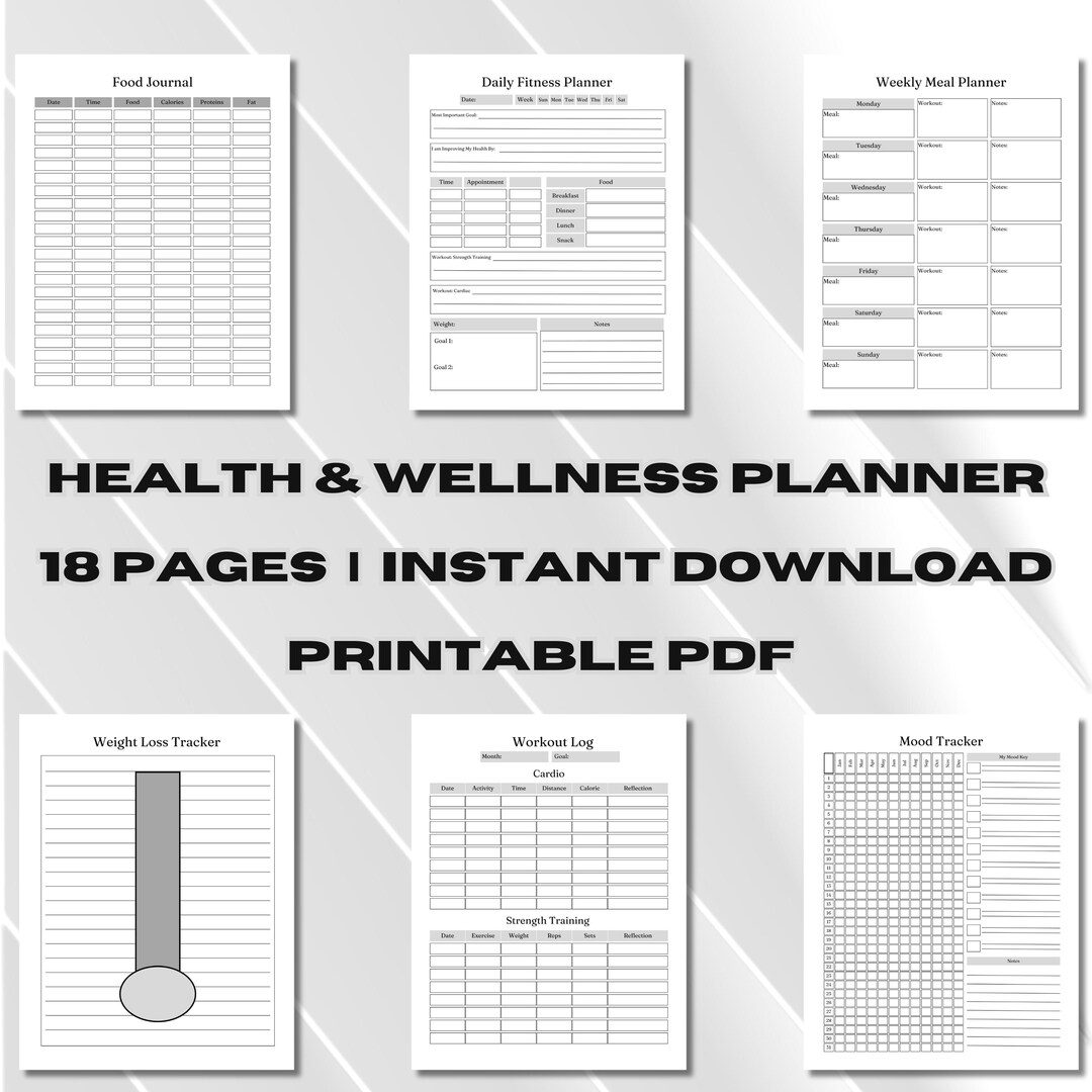 Health & Wellness Planner, Digital Wellness Journal, Self-care Journal ...